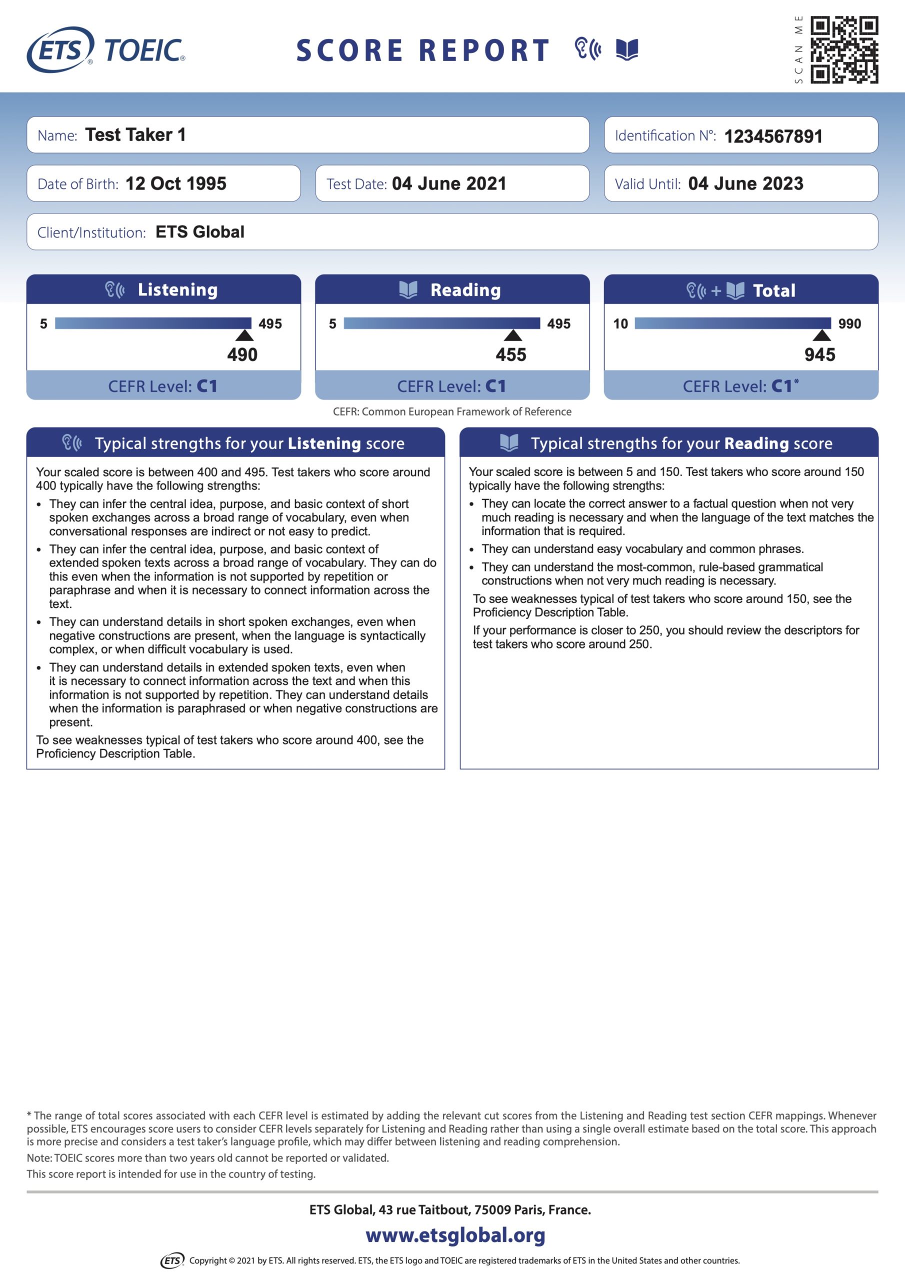CLOE & TOEIC tests - The English School - Blaye